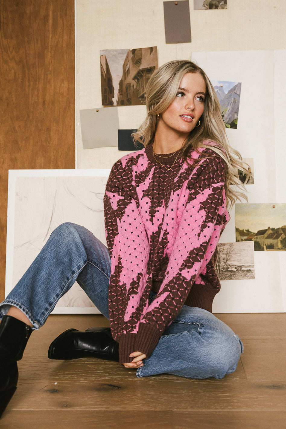 Felicity Abstract Sweater in Pink - FINAL SALE | böhme