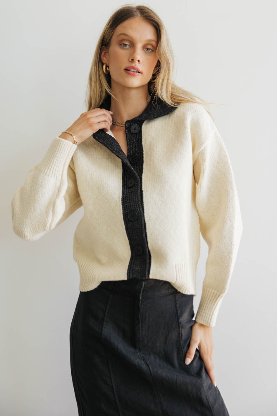Hailey Colorblock Cardigan in Black - FINAL SALE | böhme