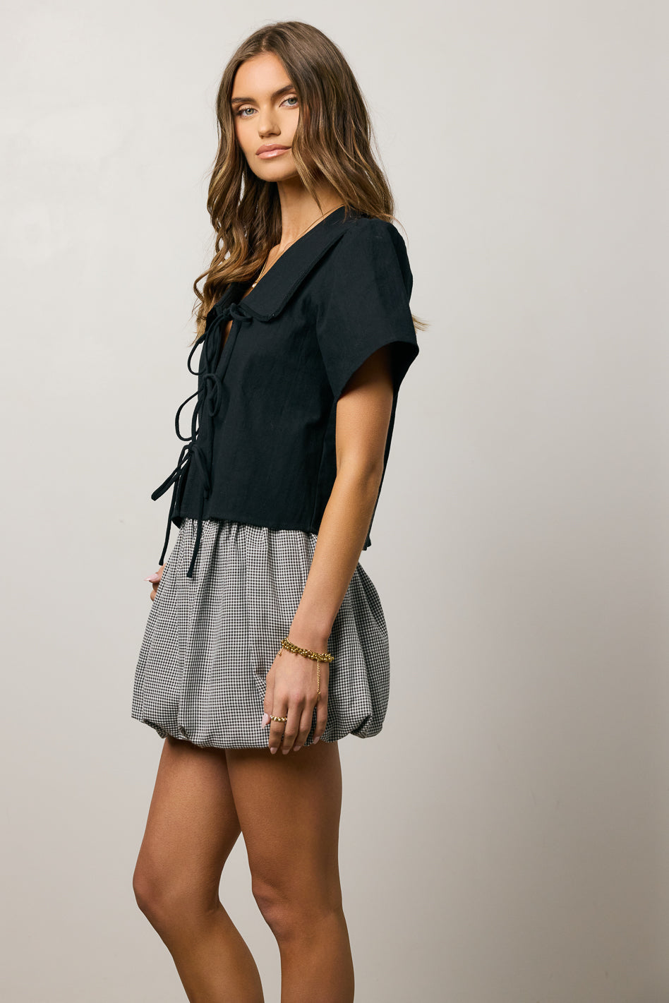 Ethan Tie Front Blouse in Black | böhme