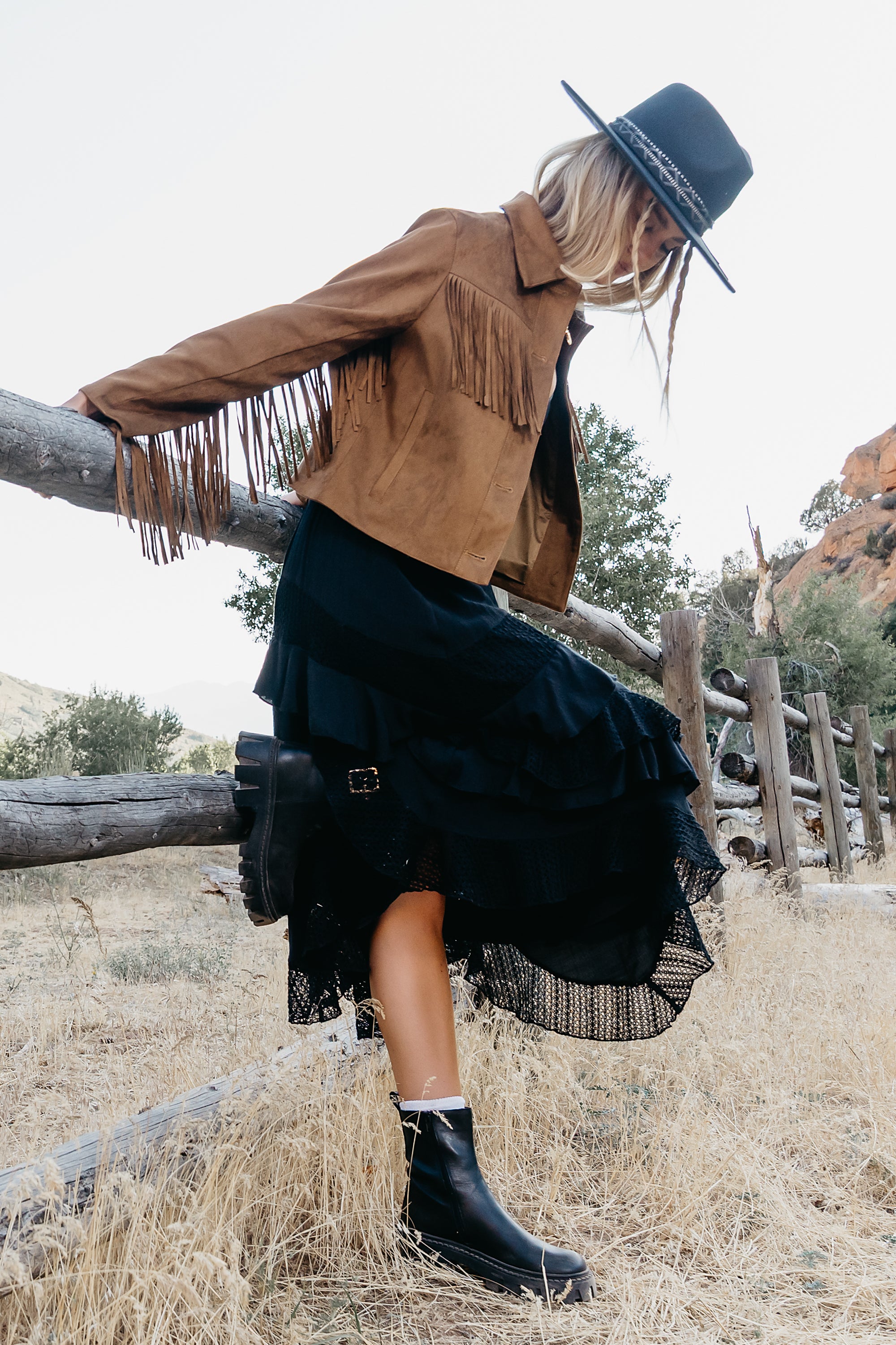 Bridget Fringe Jacket in Cognac | böhme