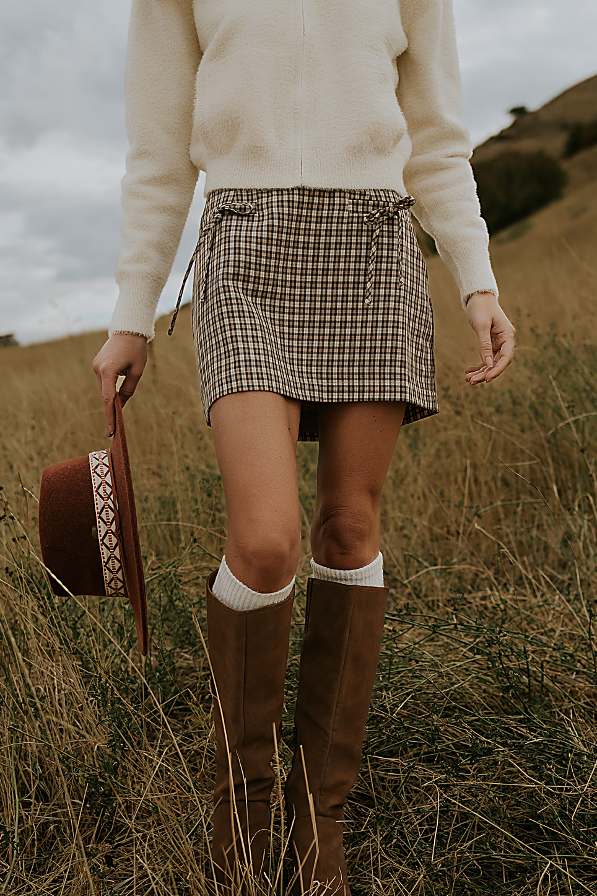 Oshen Plaid Mini Skirt