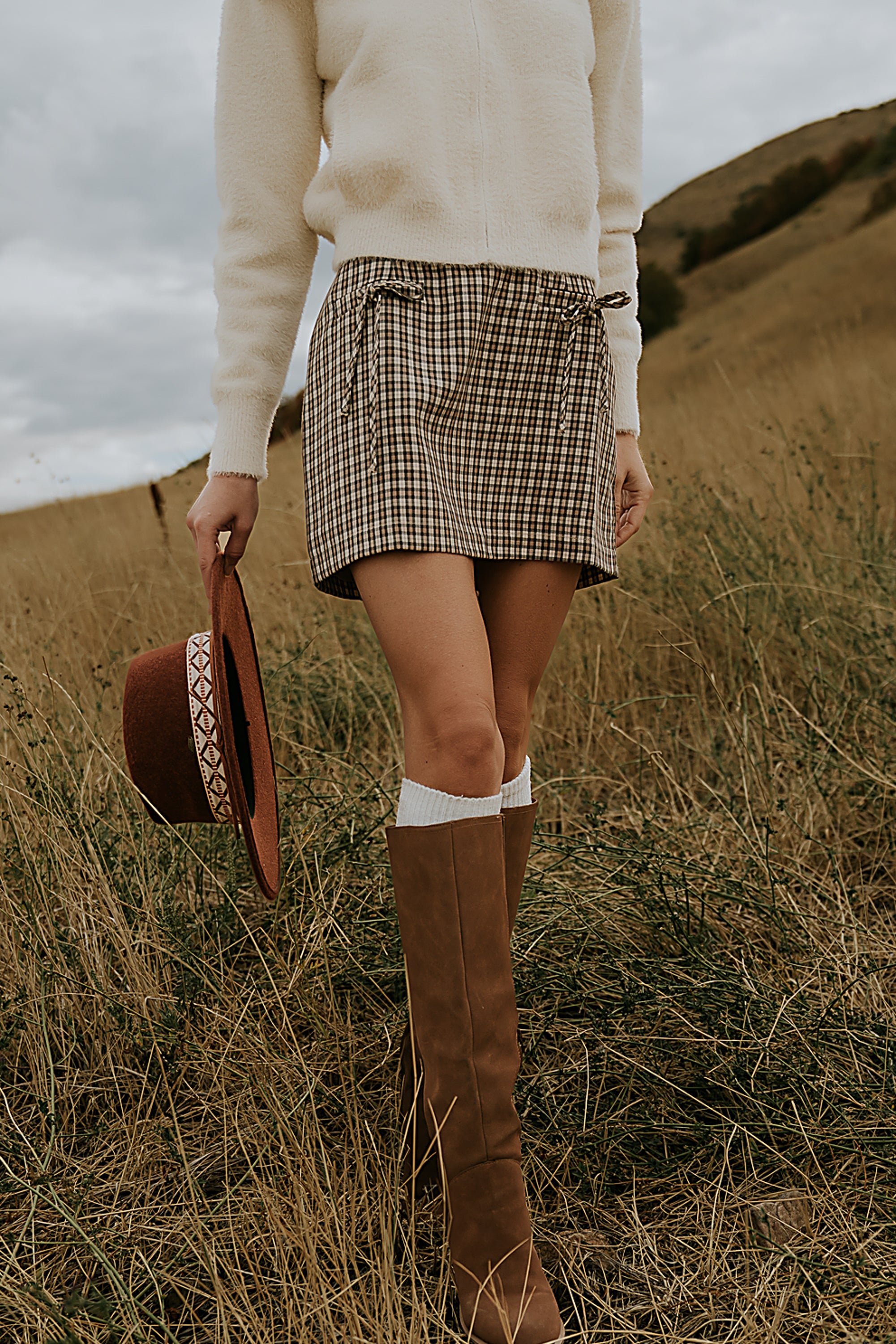Oshen Plaid Mini Skirt