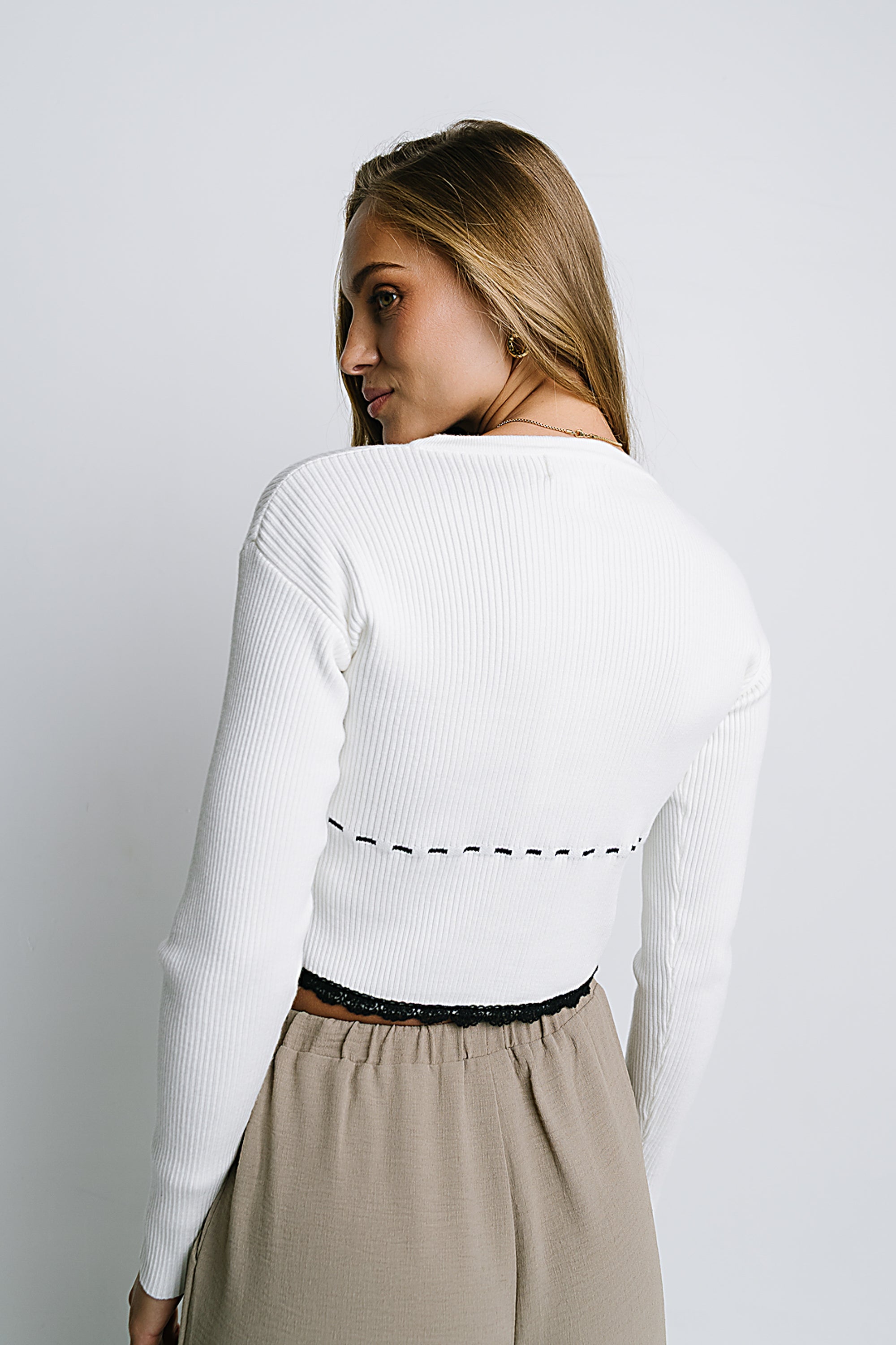 Irene Ribbed Sweater in Cream