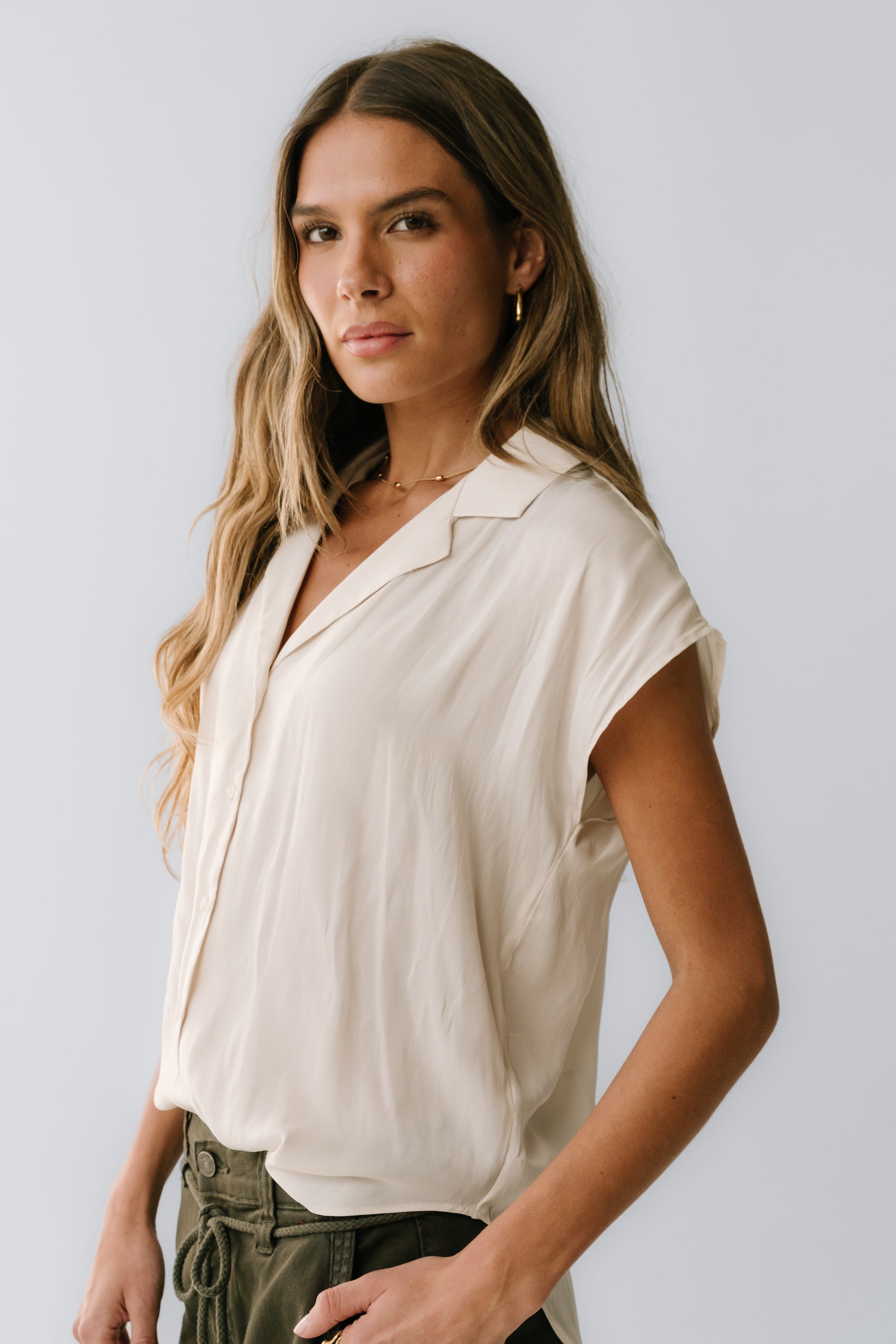 Poppy Collared Blouse in Cream - FINAL SALE