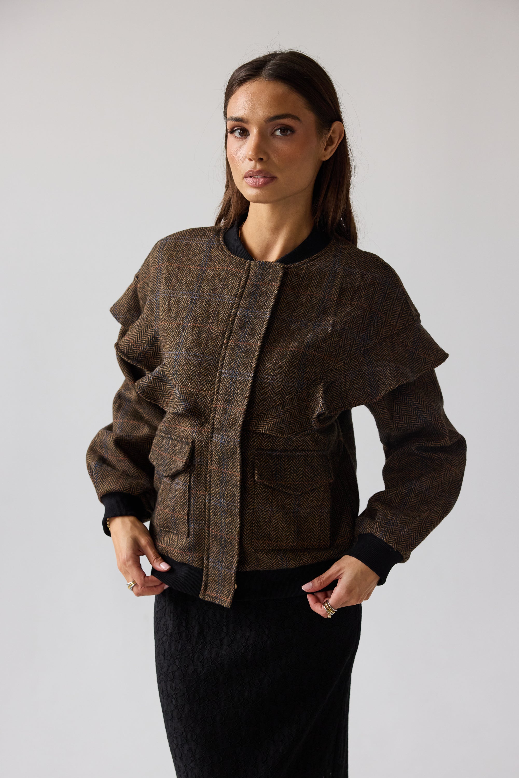 Ricky Herringbone Bomber Jacket