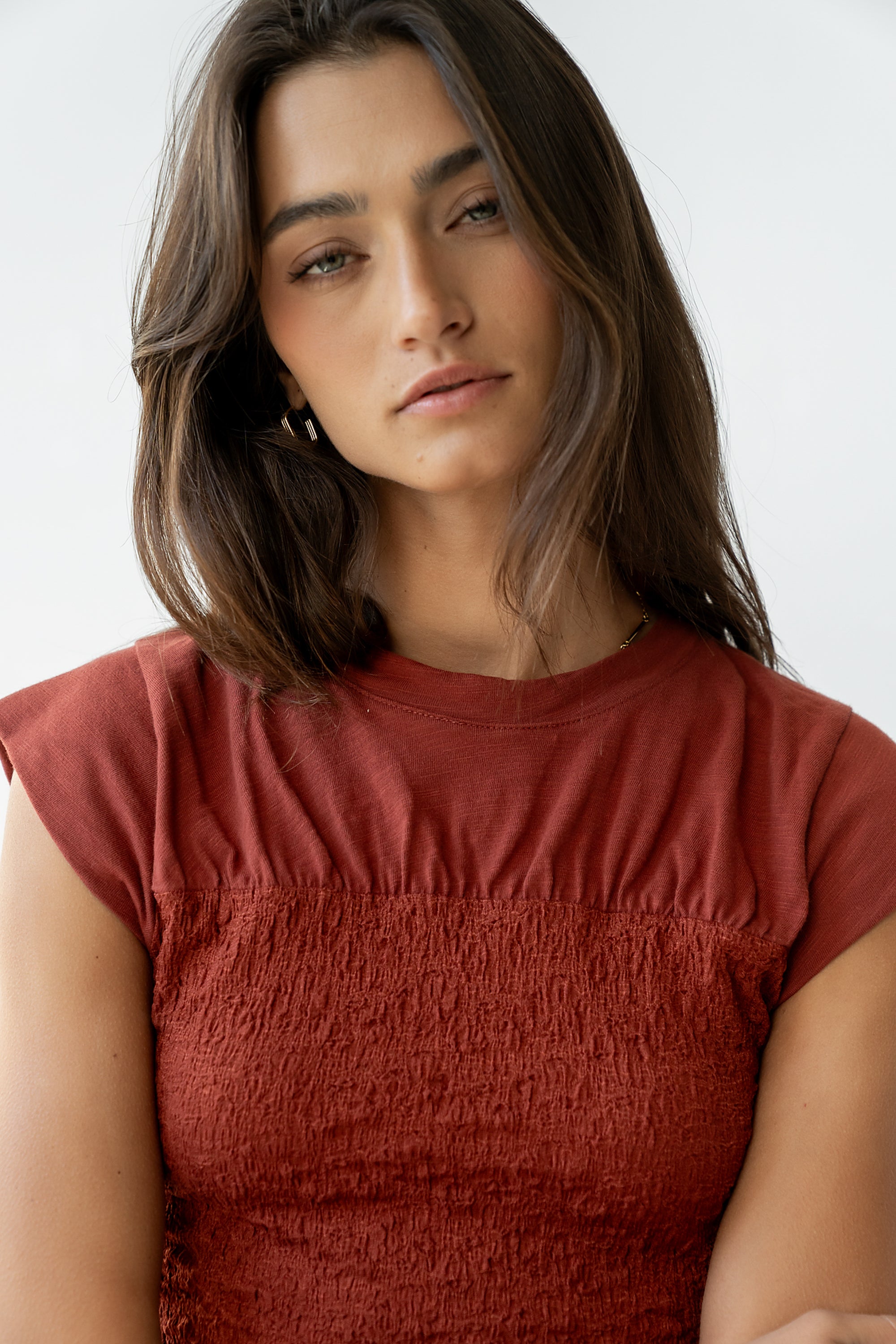 Josey Smocked Top in Brick