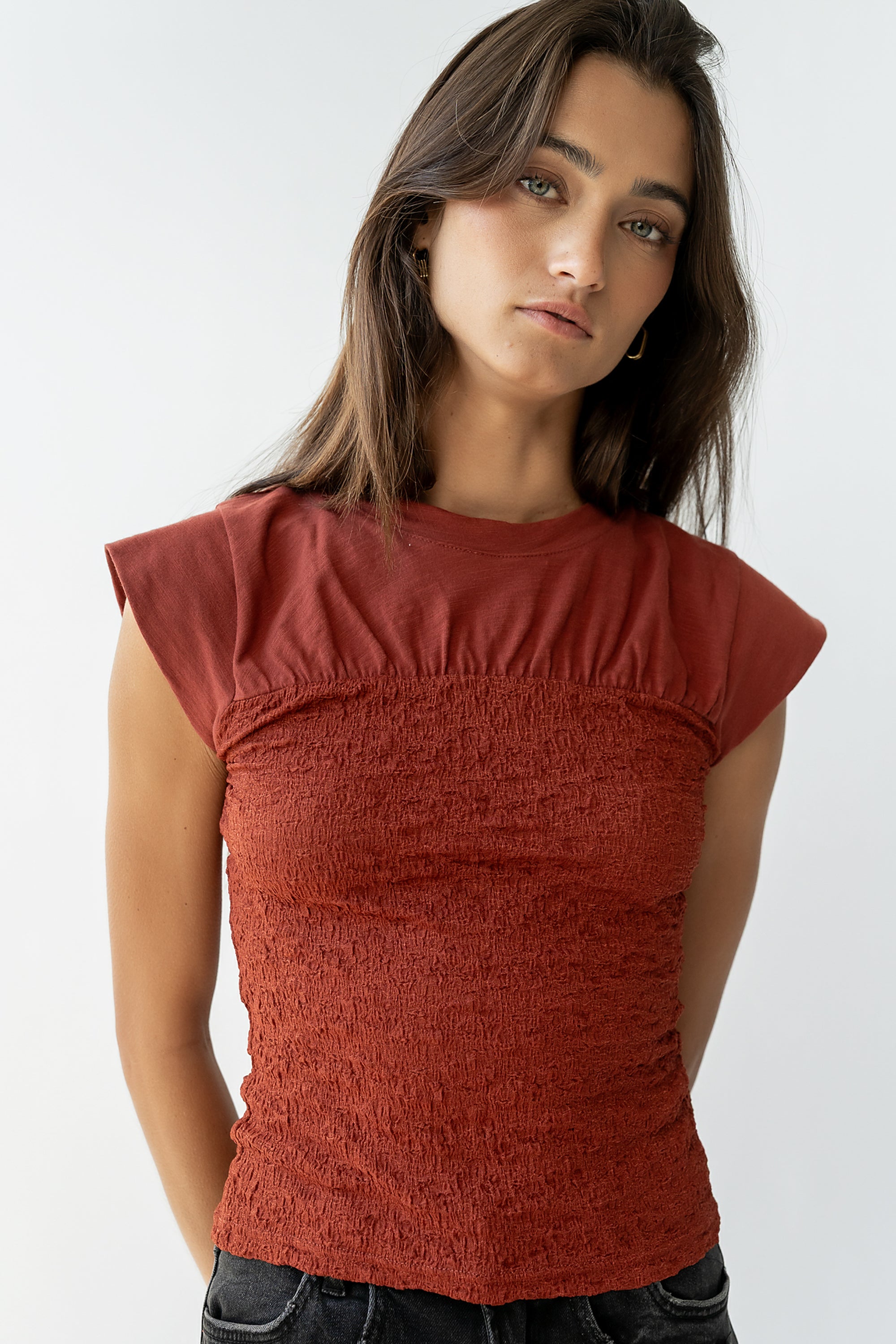 Josey Smocked Top in Brick