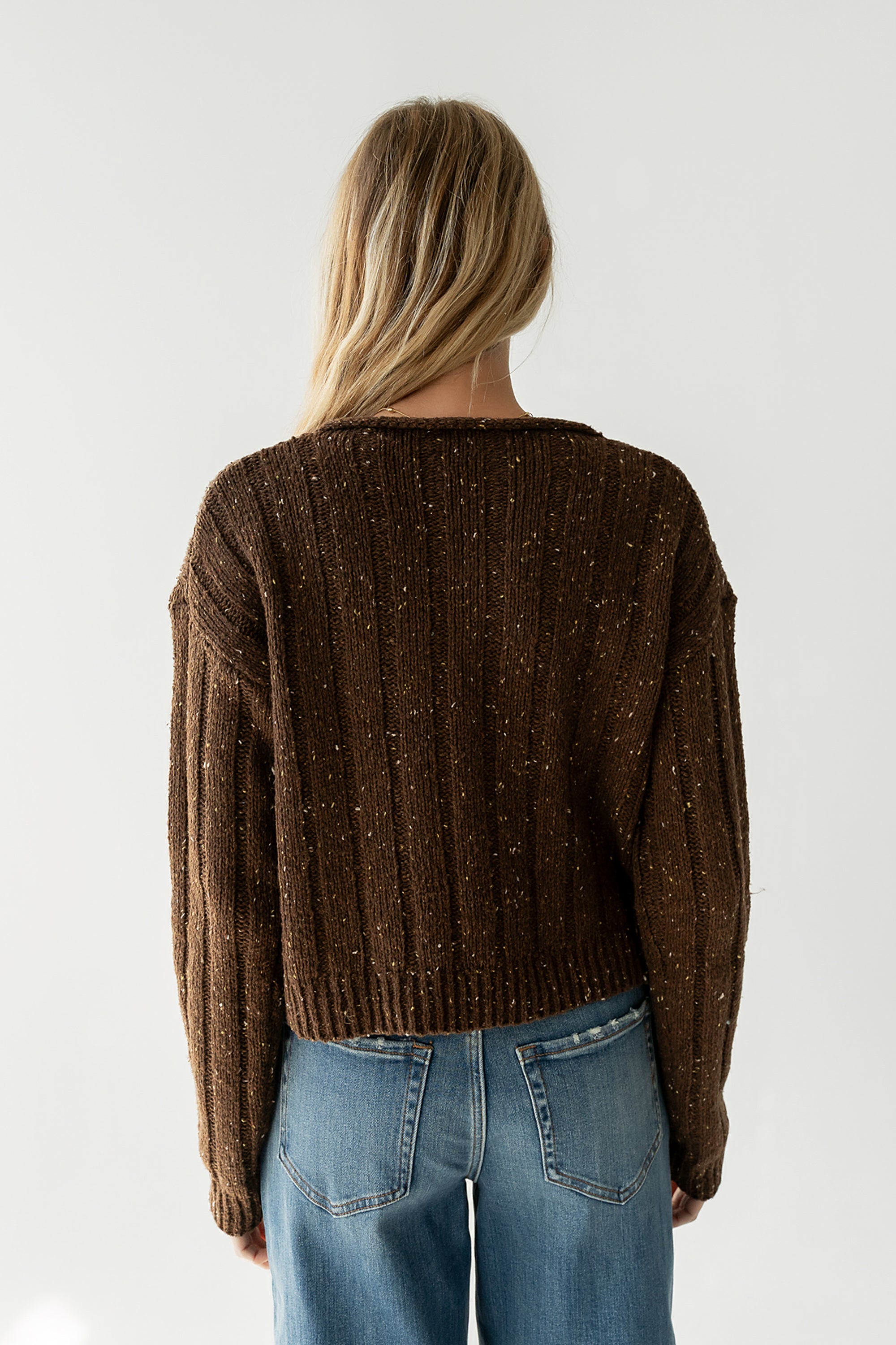Katira Button Up Sweater in Brown
