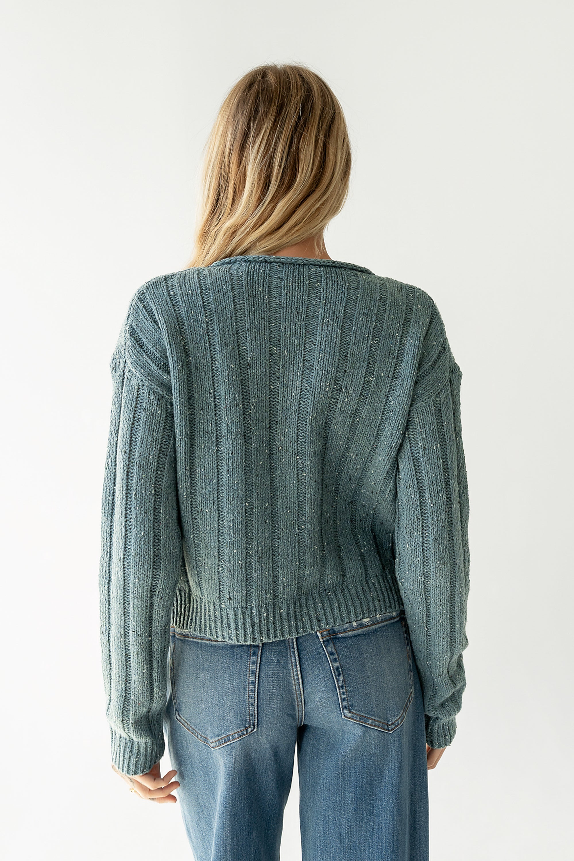 Katira Button Up Sweater in Blue