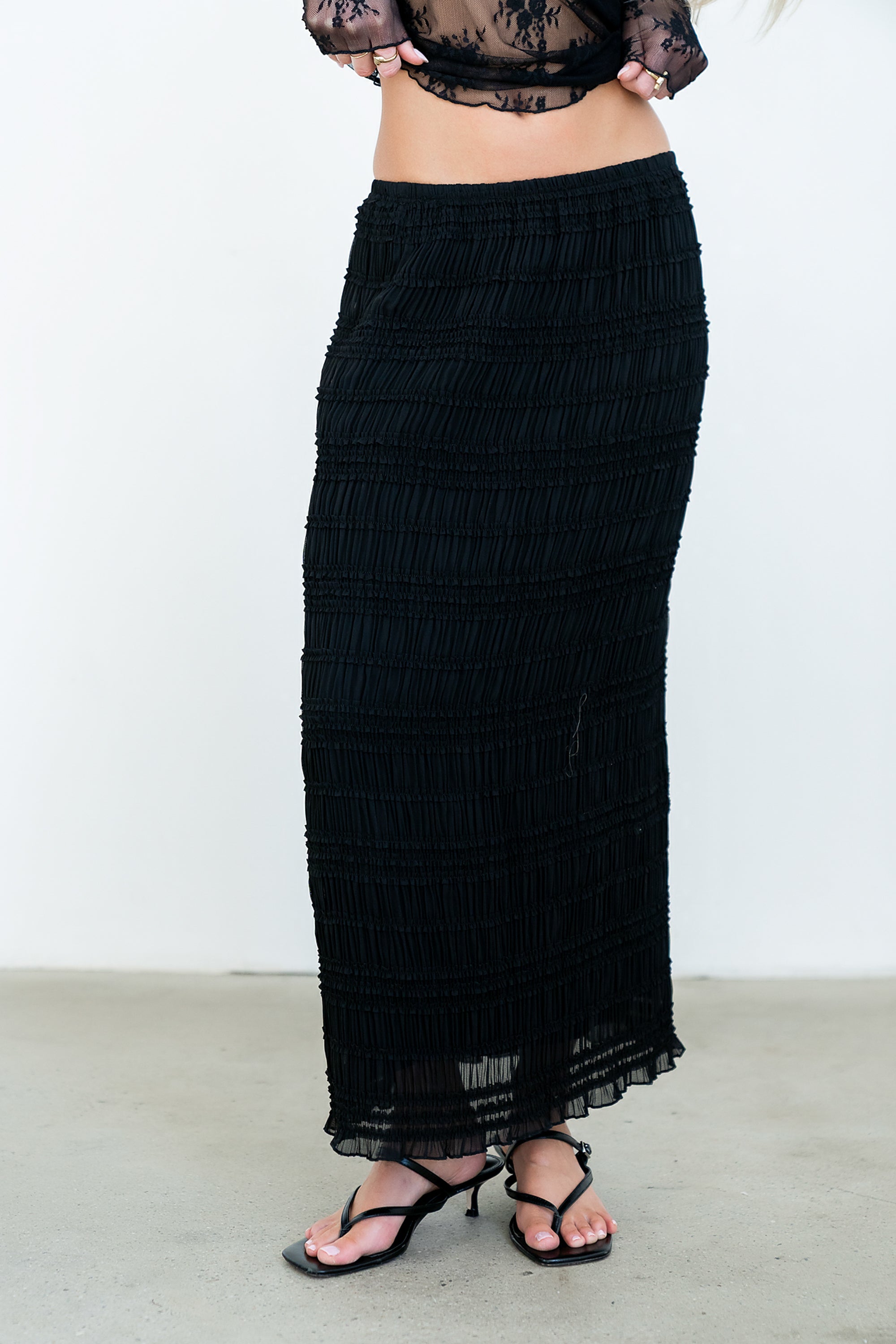 Marcus Chiffon Maxi Skirt in Black