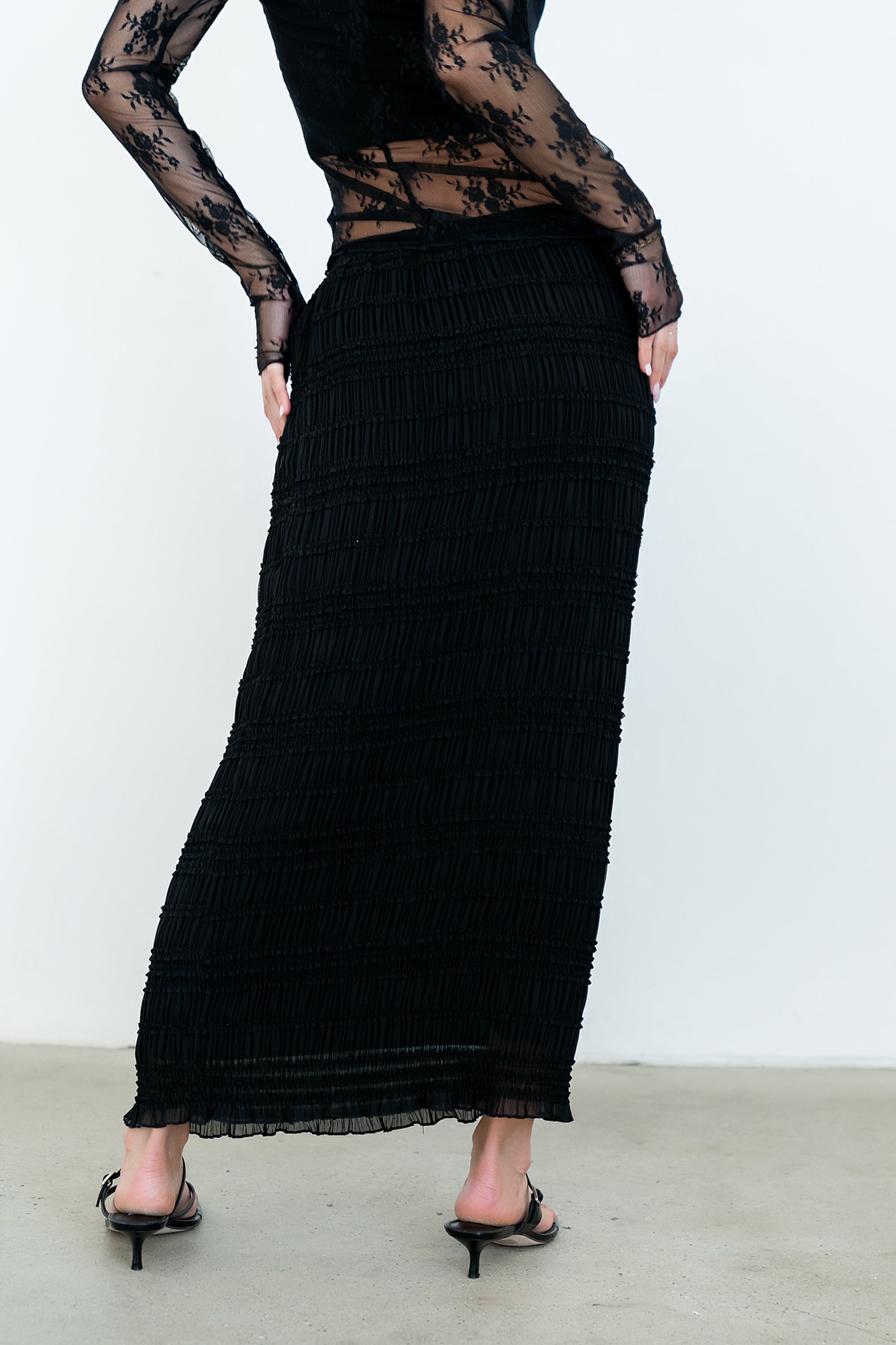 Marcus Chiffon Maxi Skirt in Black
