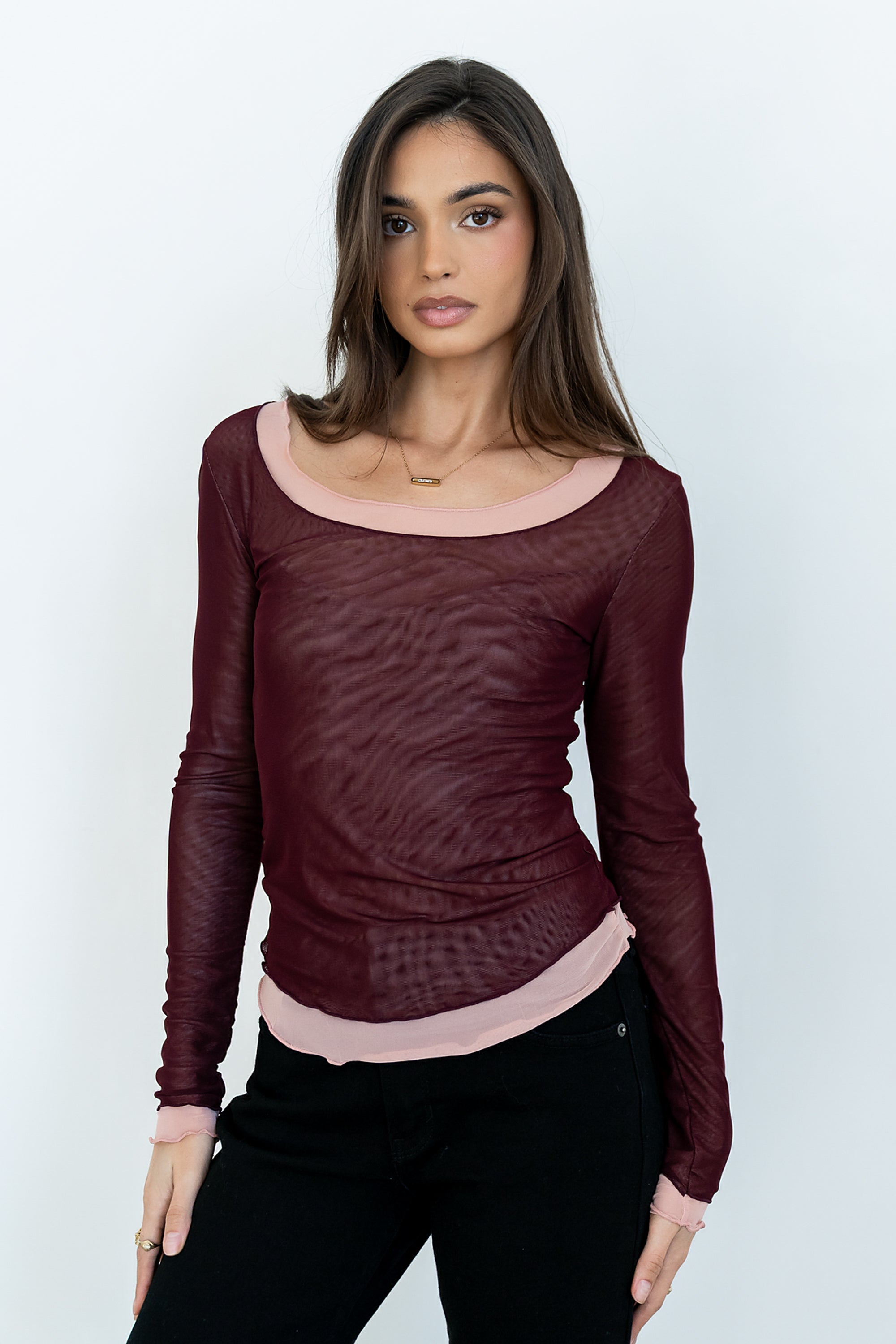 Lex Layered Mesh Top in Purple - FINAL SALE