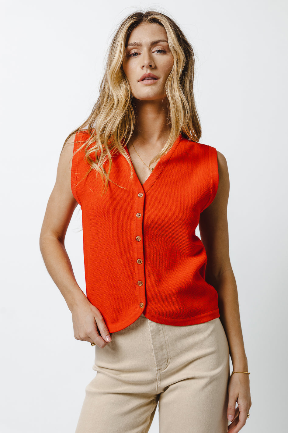 Tayja Knit Vest in Red - FINAL SALE | böhme
