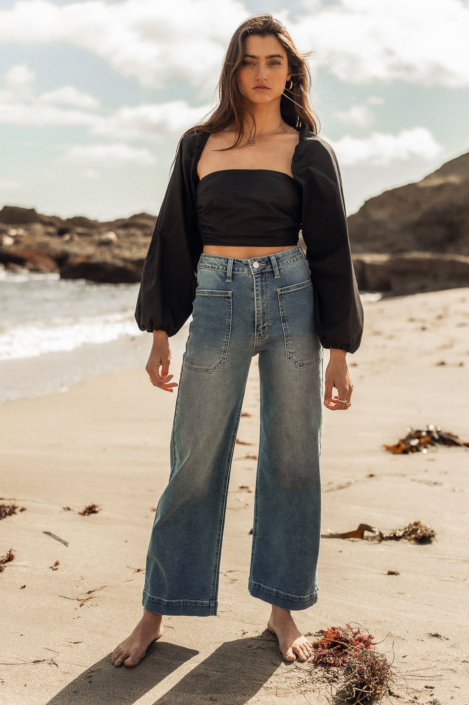 Leila Wide Leg Jeans in Medium Wash | böhme